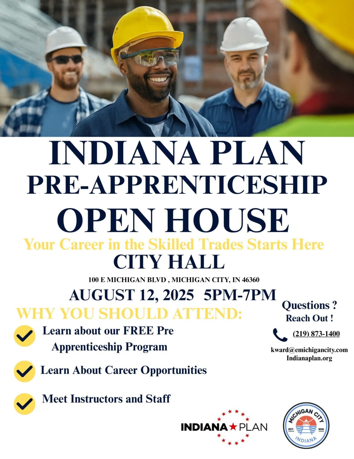 Indiana Plan Pre-Apprenticeship Open House - City of Michigan City Indiana